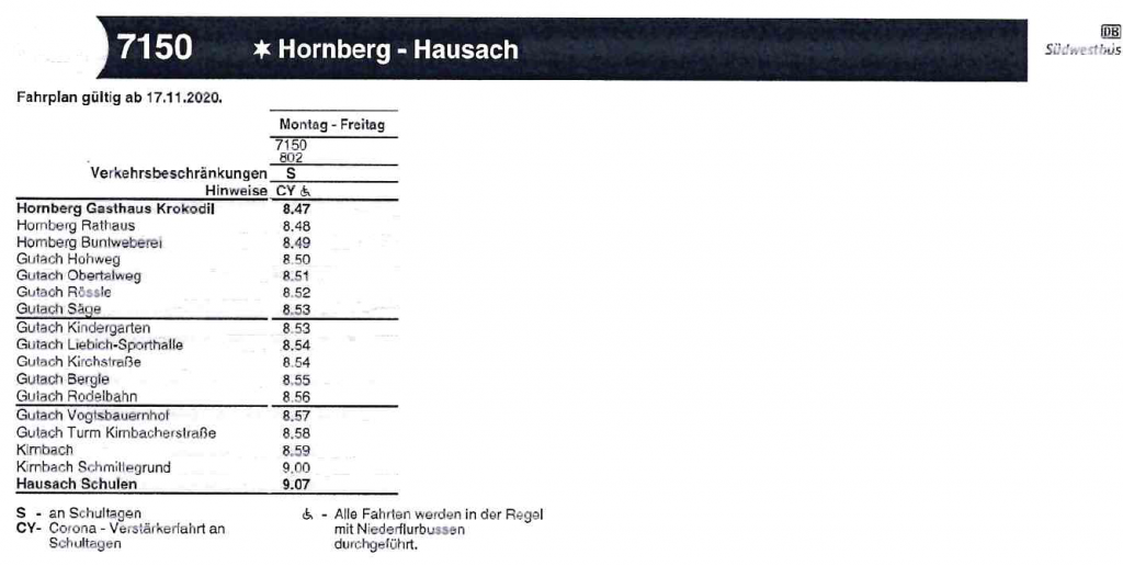 Busverbindung – Robert Gerwig Gymnasium
